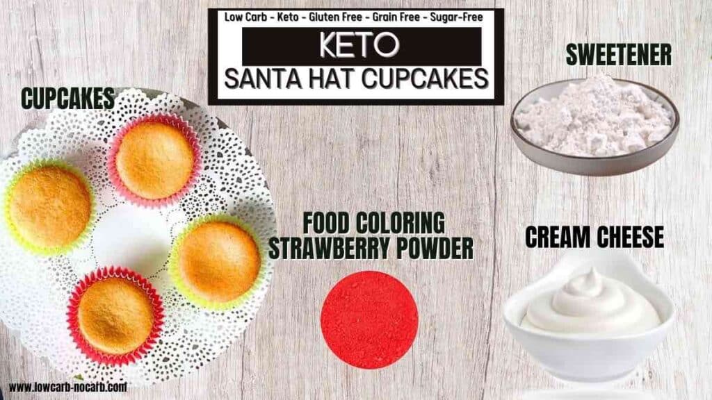Santa Hat Cupcake Recipe for Christmas - Low Carb No Carb