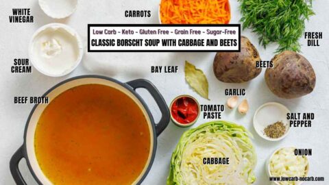 Classic Borscht Soup with Cabbage and Beets - Low Carb No Carb