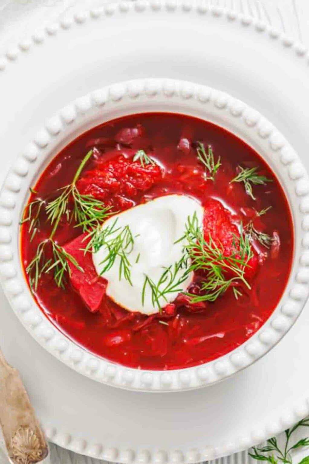 Classic Borscht Soup with Cabbage and Beets - Low Carb No Carb